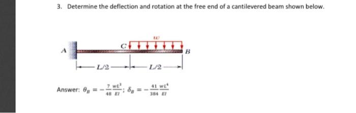 Solved 3. Determine the deflection and rotation at the free | Chegg.com