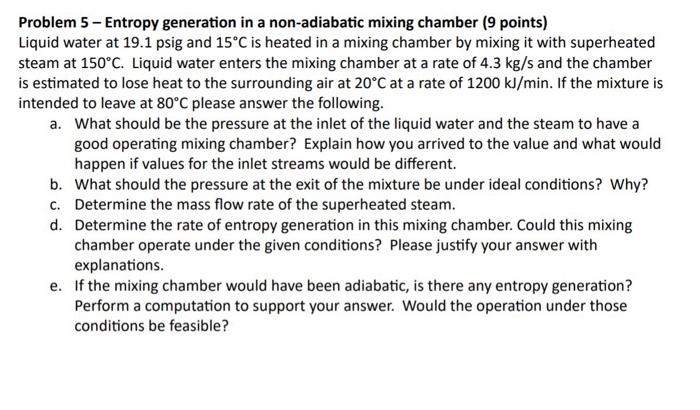 Solved Problem 5 Entropy Generation In A Non Adiabatic