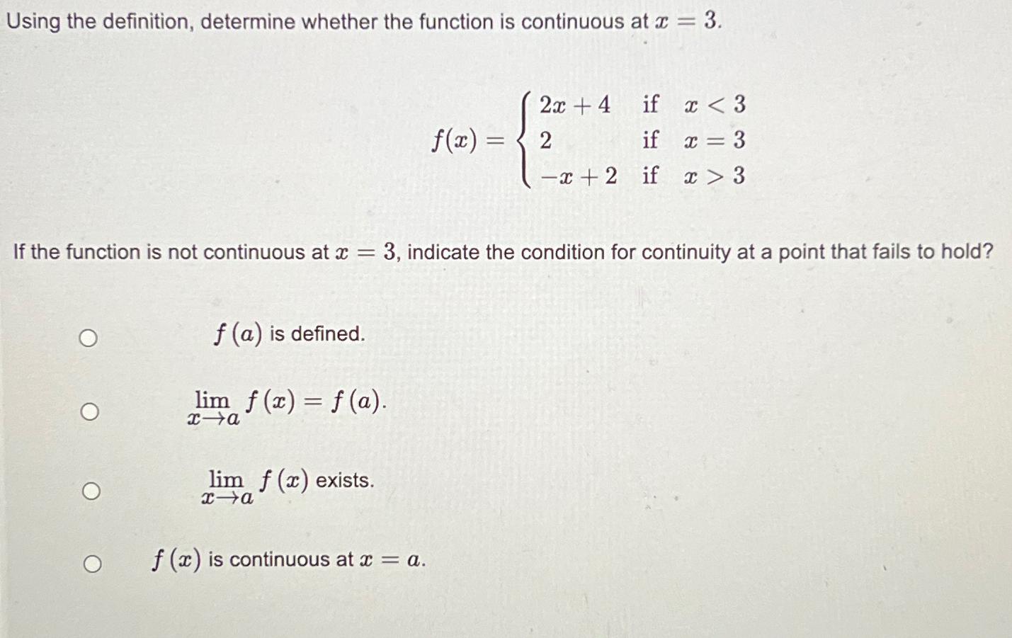 Solved Using the definition, determine whether the function | Chegg.com
