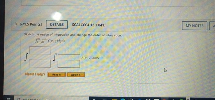 Solved 8. [-/1.5 Points) DETAILS SCALCCC4 12.3.041. MY NOTES | Chegg.com