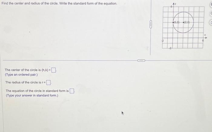 Solved Find the center and radius of the circle. Write the | Chegg.com