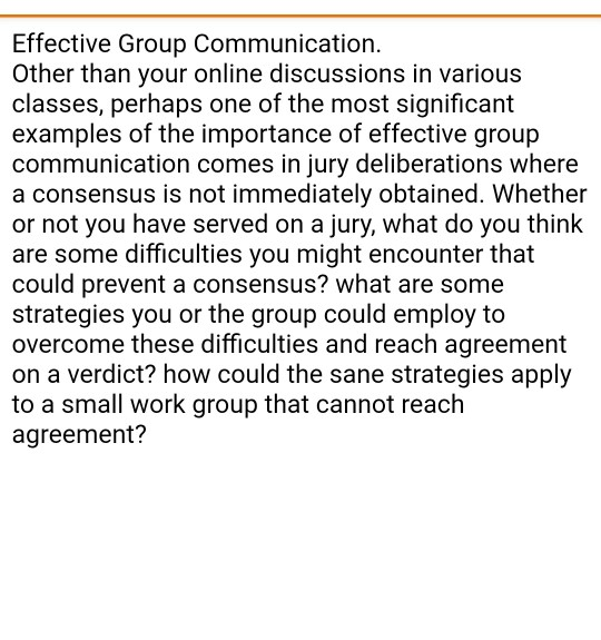 Solved Effective Group Communication Other Than Your Online Chegg Solved Effective Group Communication Other Than Your Online Chegg