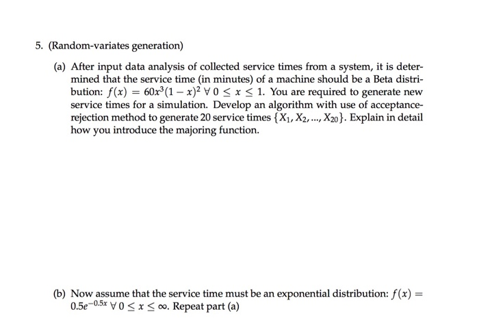 5. (Random-variates generation) (a) After input data | Chegg.com