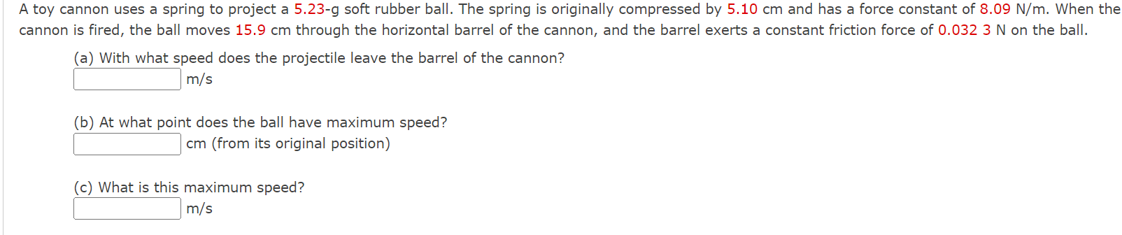 Solved A toy cannon uses a spring to project a 5.23-g ﻿soft | Chegg.com