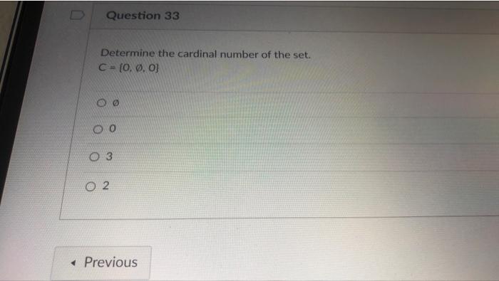 Solved Question 33 Determine the cardinal number of the set. | Chegg.com