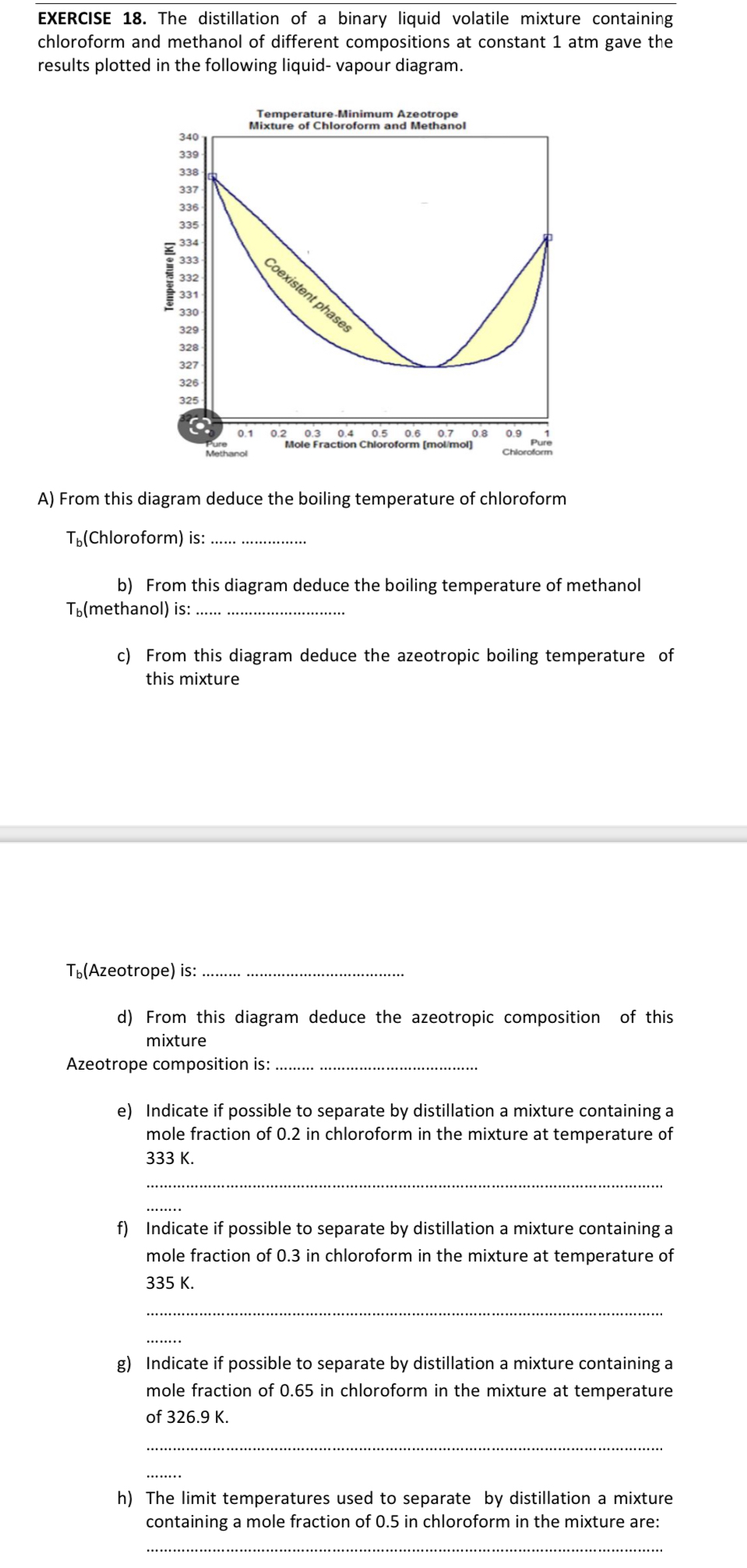Solved EXERCISE 18. ﻿The distillation of a binary liquid | Chegg.com