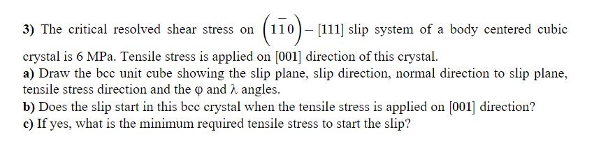 The critical resolved shear stress on | Chegg.com