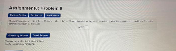 Solved Assignment8 Problem 9 Previous Problem Problem List 