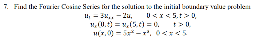 Solved Find the Fourier Cosine Series for the solution to | Chegg.com