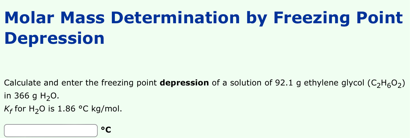 Molar Mass Determination by Freezing | Chegg.com
