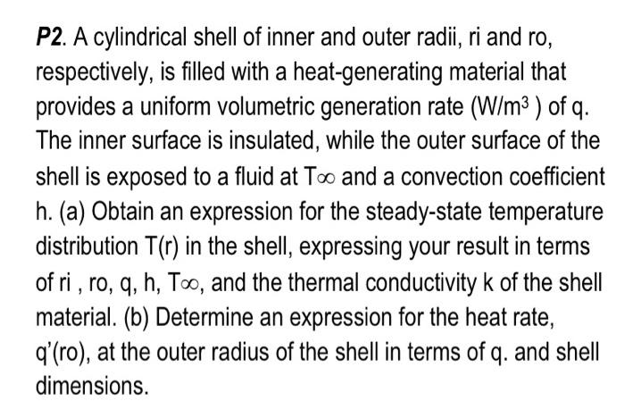 Solved P2. A cylindrical shell of inner and outer radii, ri | Chegg.com