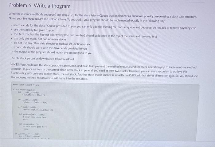 Solved Problem 6 Write A Program Write The Instance Methods