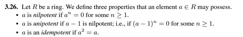 Solved 3.26. Let R be a ring. We define three properties | Chegg.com