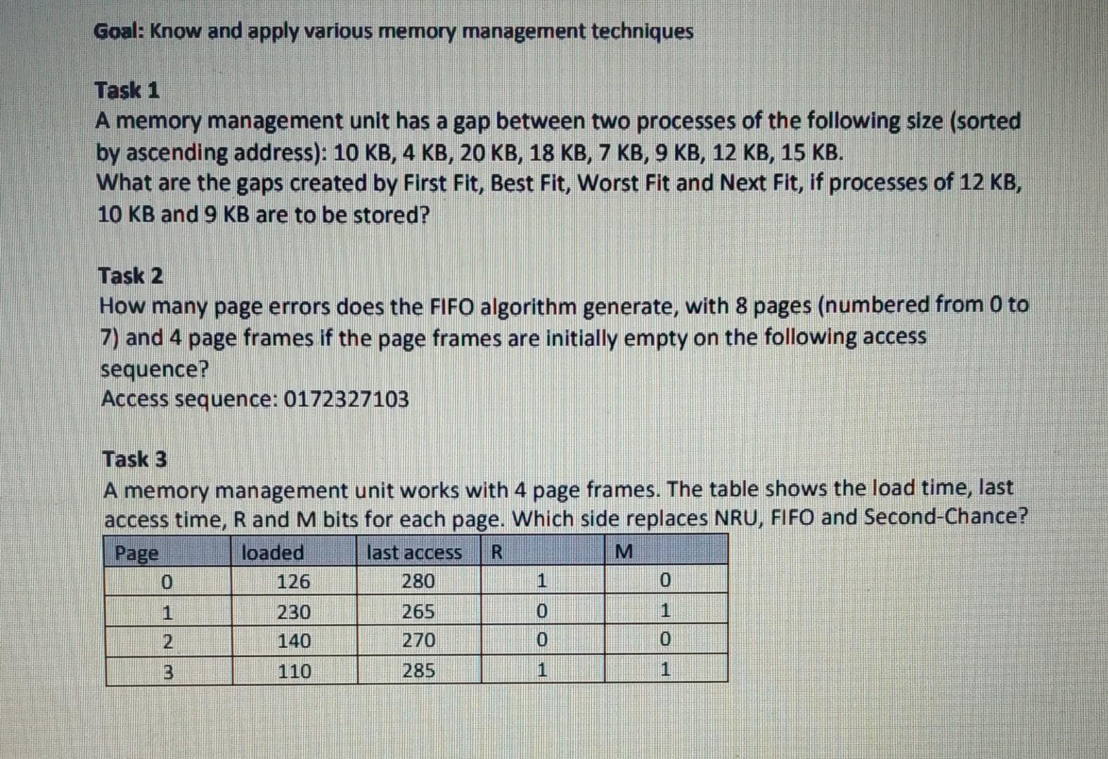 Solved Goal: Know and apply various memory management | Chegg.com
