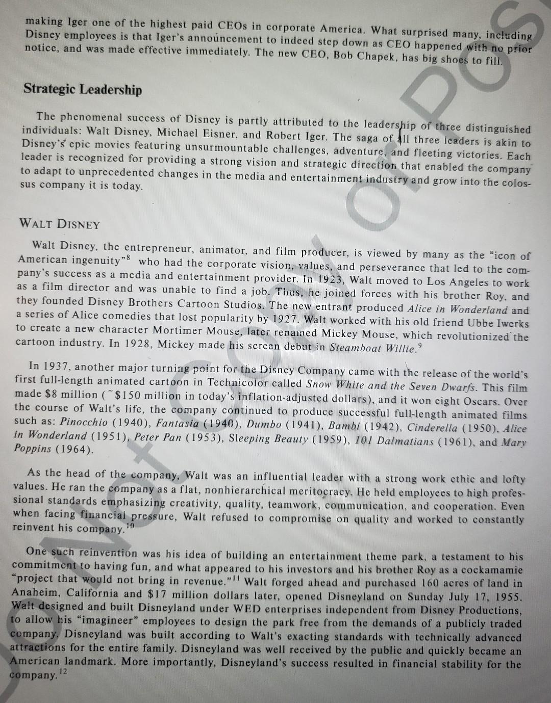 Solved Read the Walt Disney Company 2020 case and analyze | Chegg.com