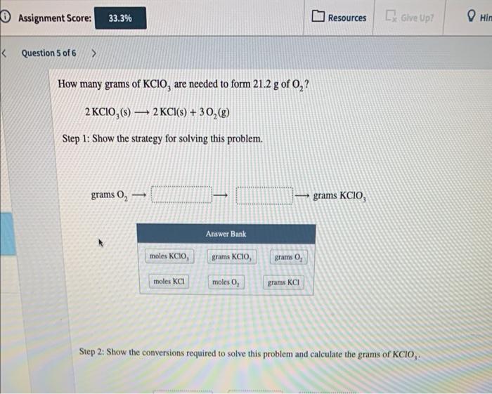 Solved How many grams of KClO3 are needed to form 21.2 g of | Chegg.com