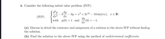 Solved 4. Consider the following initial value problem | Chegg.com