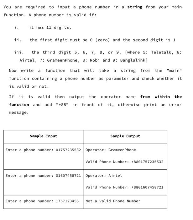 Solved You are required to input a phone number in a string | Chegg.com