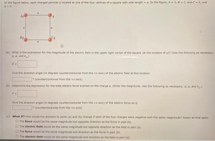 Solved In the figure below, each charged particle is located | Chegg.com