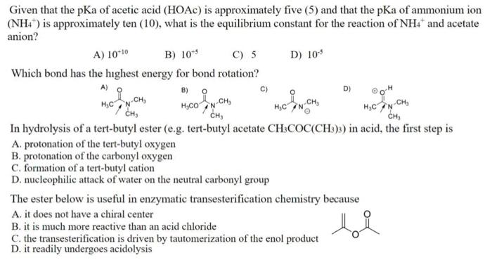 Solved Given that the pKa of acetic acid (HOAc) is | Chegg.com