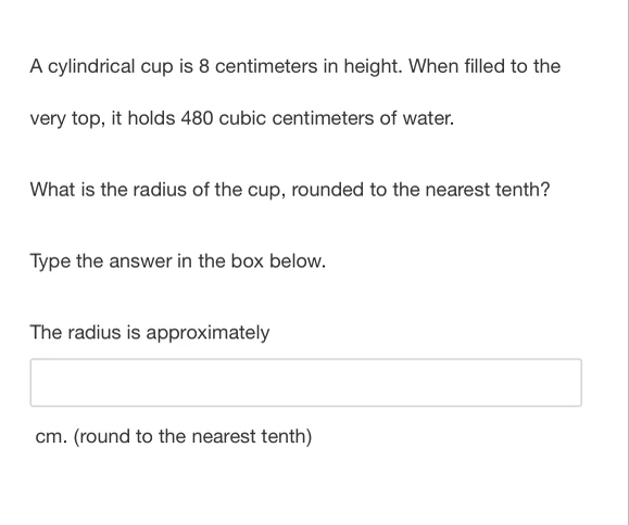 Solved A cylindrical cup is 8 ﻿centimeters in height. When | Chegg.com