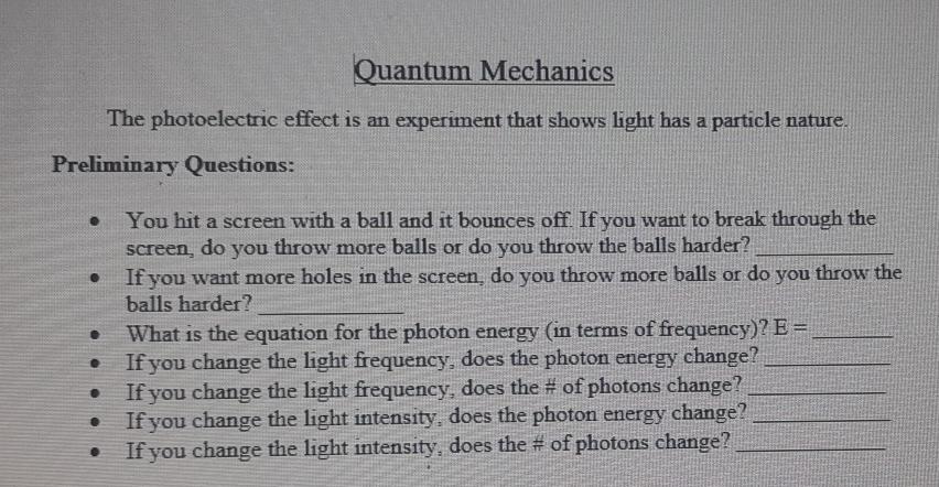 Solved Quantum Mechanics The photoelectric effect is an | Chegg.com