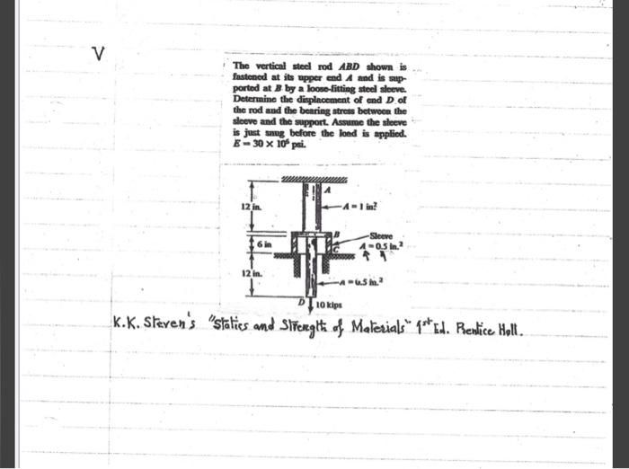 Solved V The vertical steel rod ABD shown is fastened at its | Chegg.com