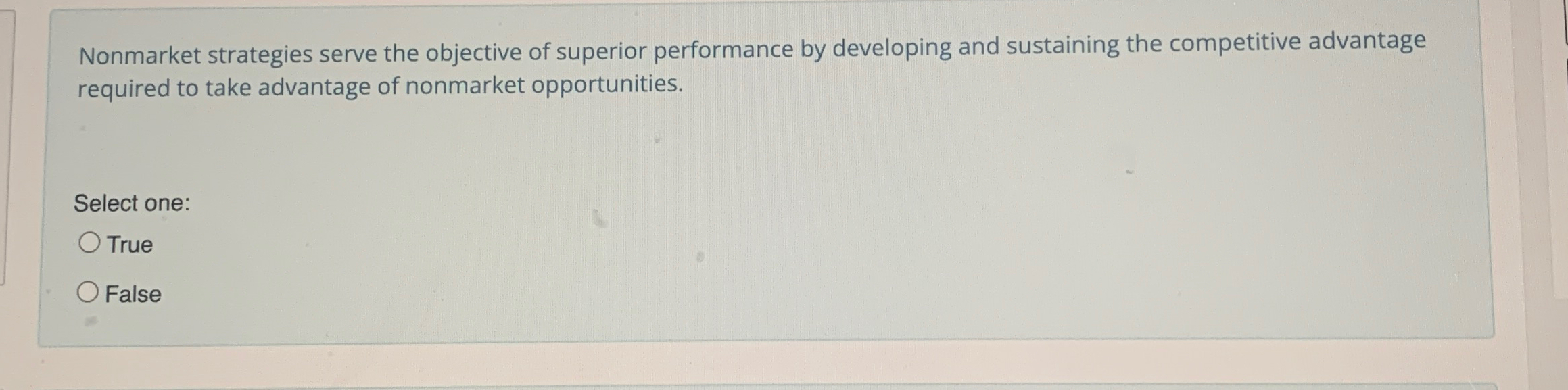 Solved Nonmarket strategies serve the objective of superior | Chegg.com