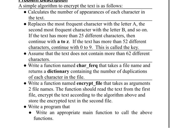 Solved A Simple Algorithm To Encrypt The Text Is As Follows