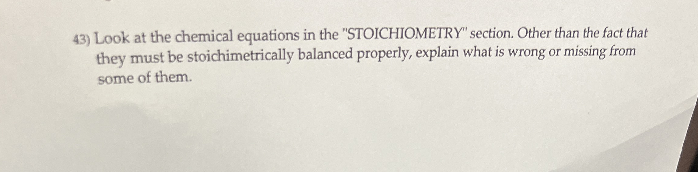 Solved Look at the chemical equations in the "STOICHIOMETRY" | Chegg.com