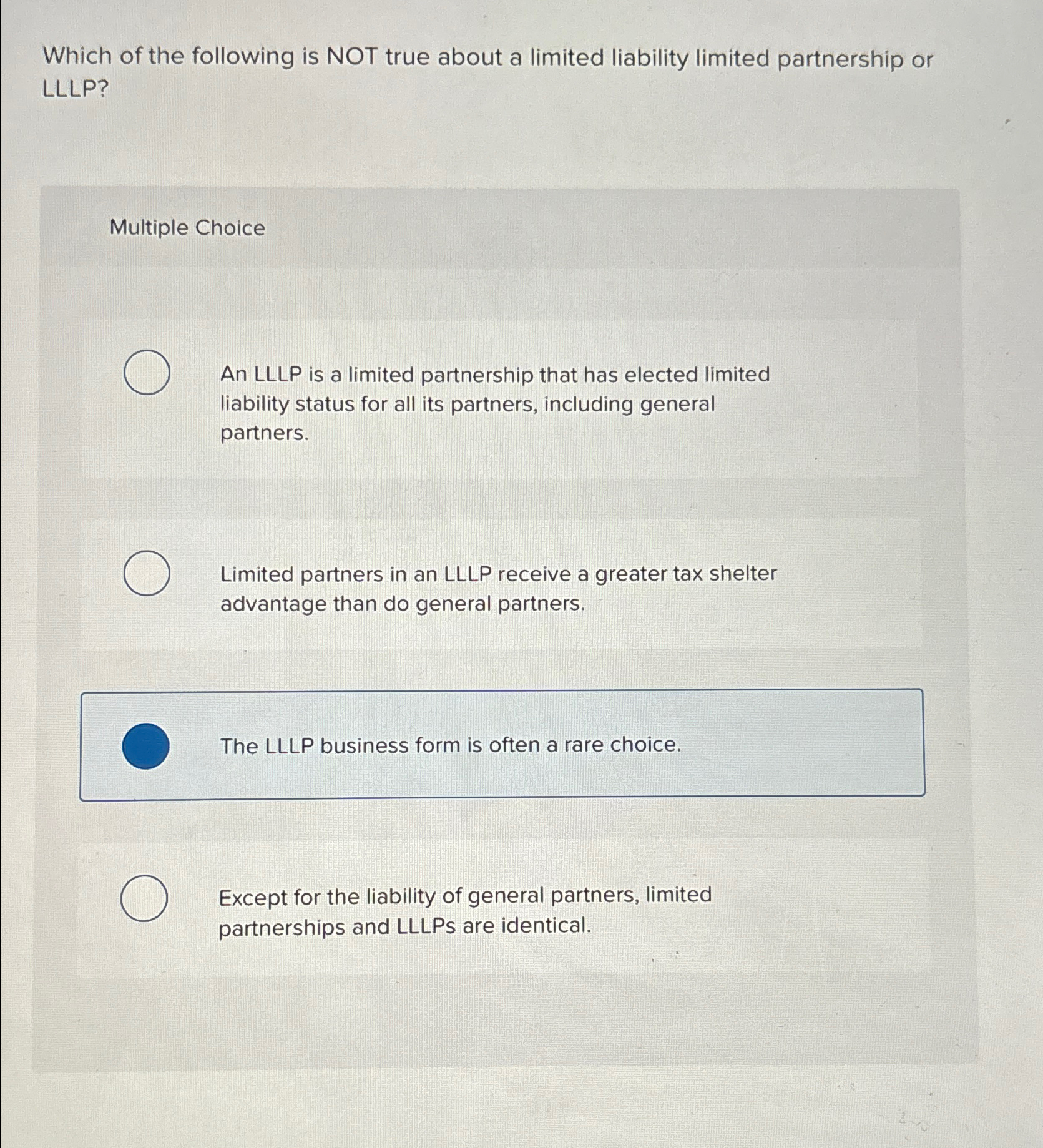 Solved Which of the following is NOT true about a limited | Chegg.com