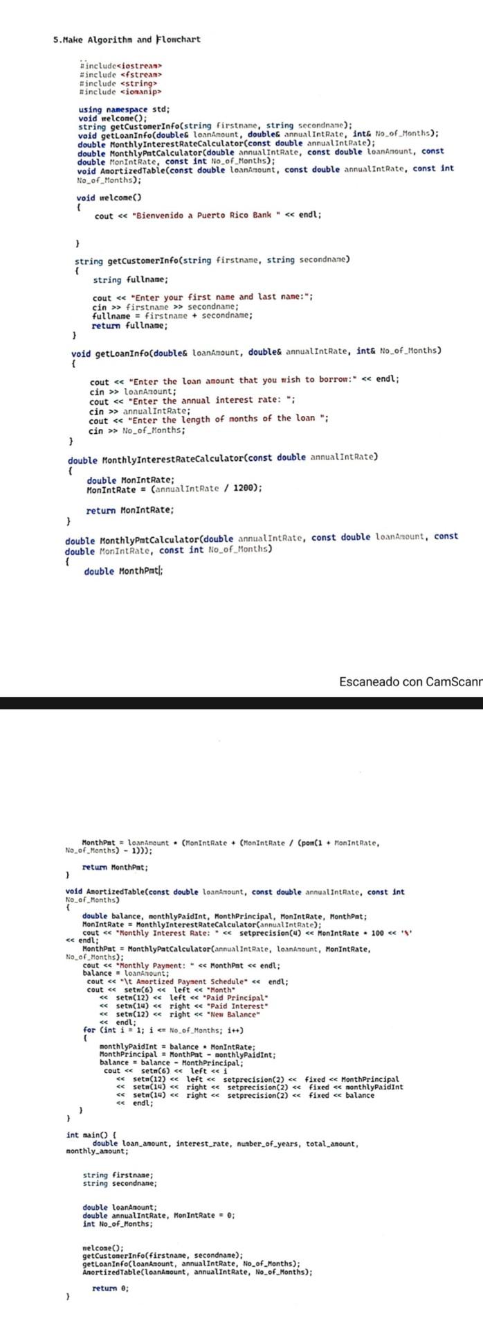 Solved 5. Make Algorithm and Flowchart #include #include | Chegg.com