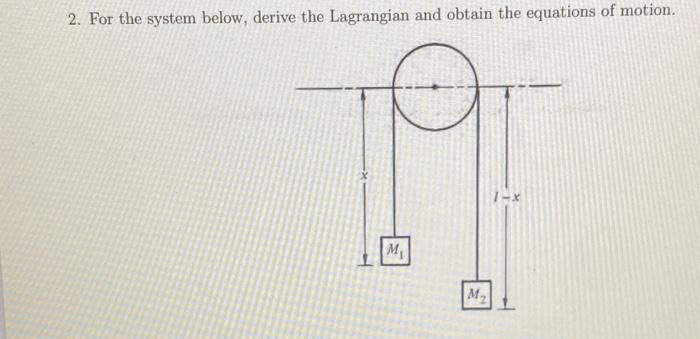 Solved 2. For the system below, derive the Lagrangian and | Chegg.com Solved 2. For the system below, derive the Lagrangian and | Chegg.com