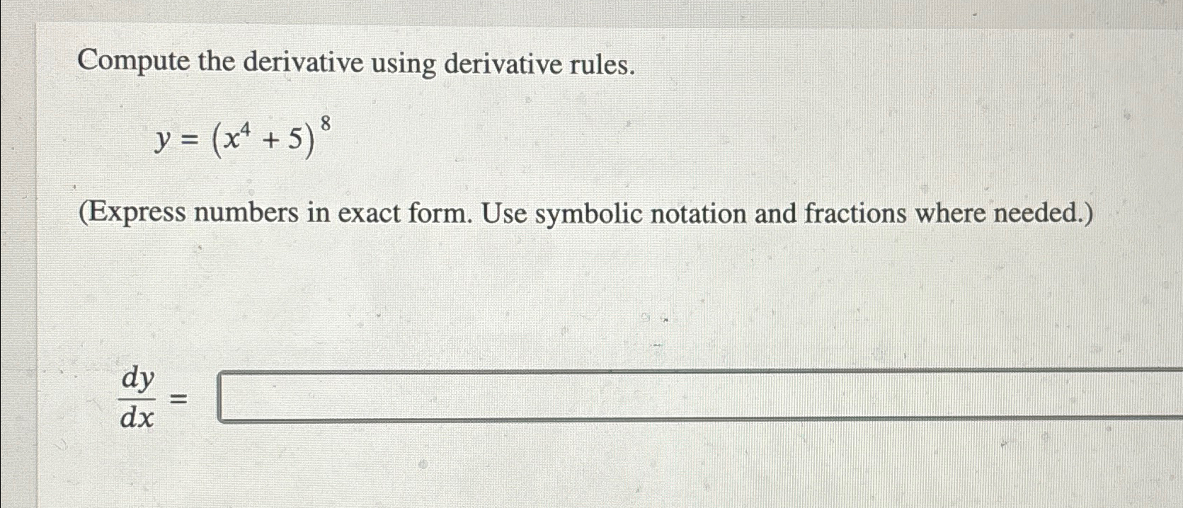 Solved Compute the derivative using derivative | Chegg.com
