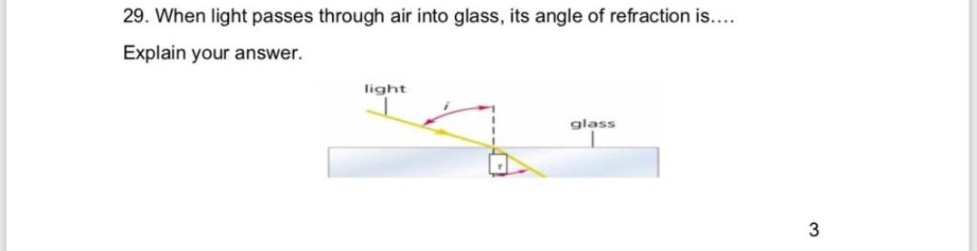 Solved 29. When light passes through air into glass, its | Chegg.com