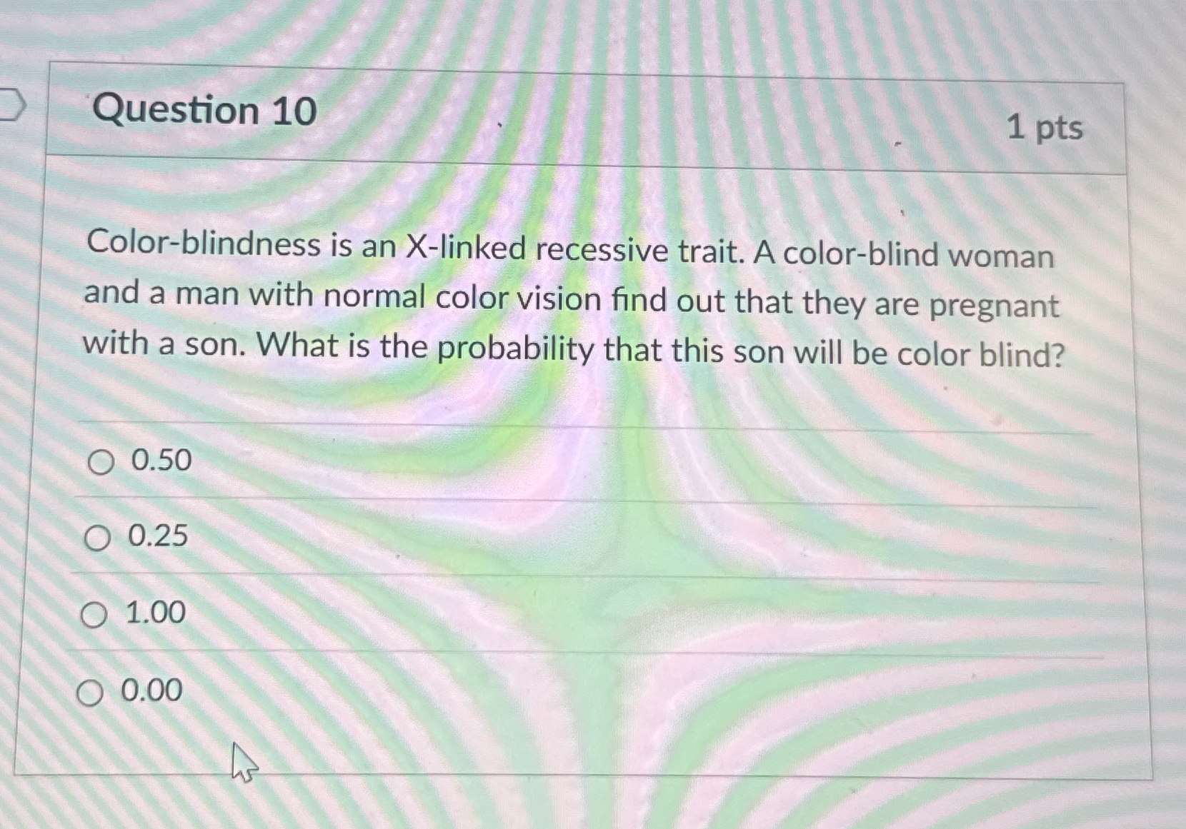 Solved Question 101 ﻿ptsColor-blindness is an X-linked | Chegg.com