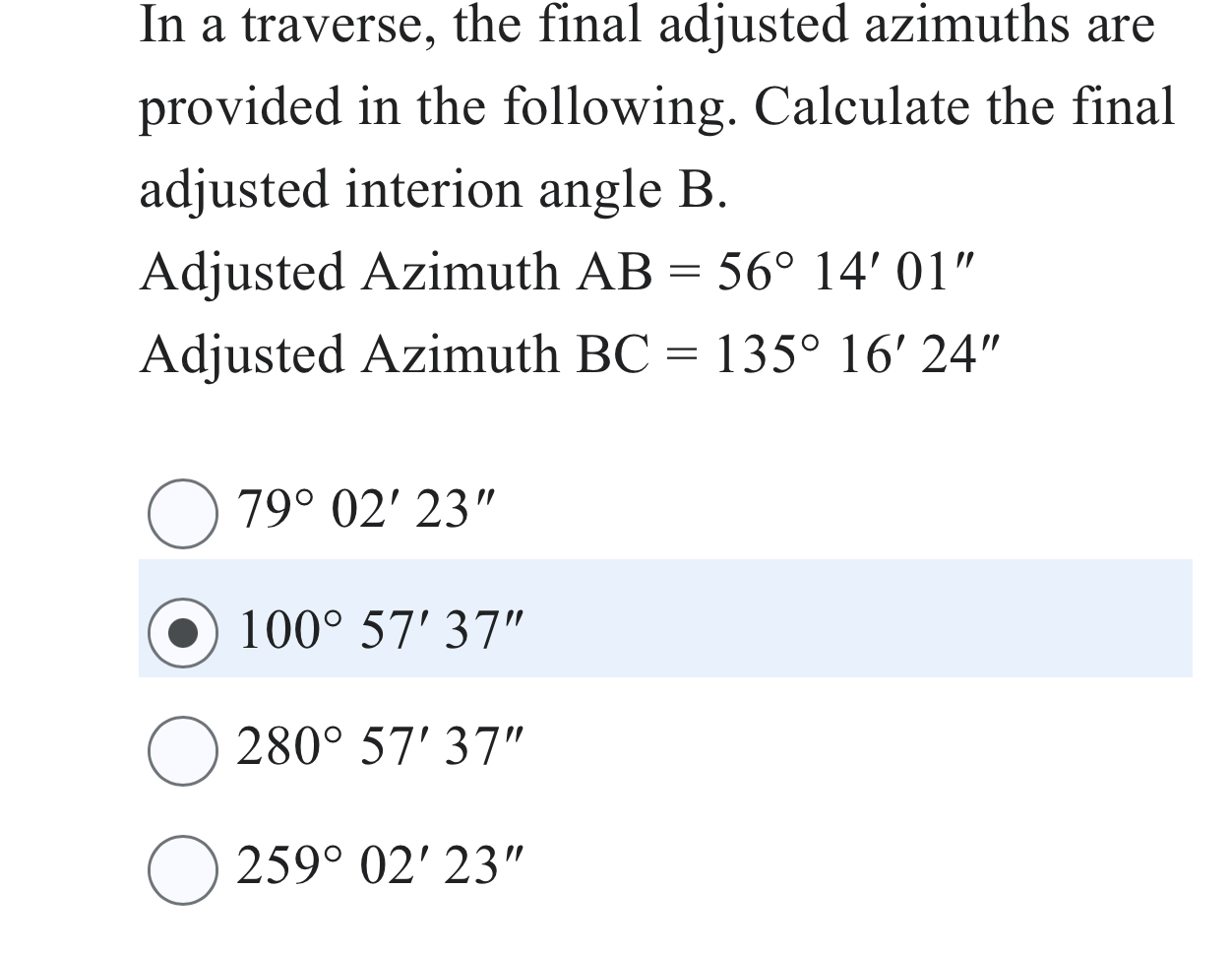 Solved In a traverse, the final adjusted azimuths are | Chegg.com