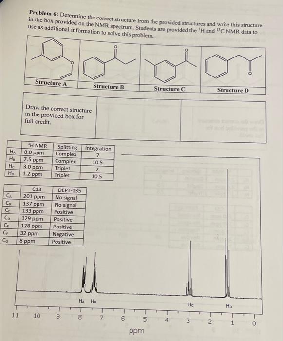 Solved Problem 6: Determine the correct structure from the | Chegg.com