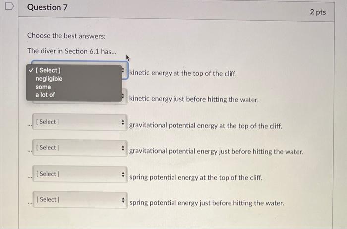 Solved Choose the best answers: The diver in Section 6.1 | Chegg.com