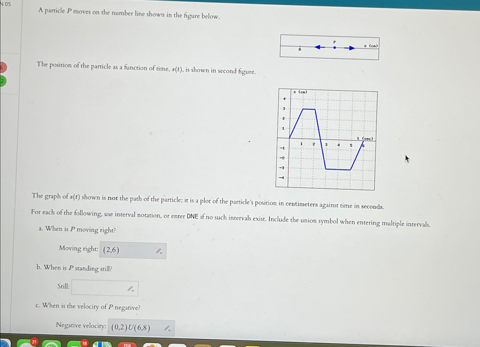 Solved A particle P ﻿moves on the number line shown in the | Chegg.com