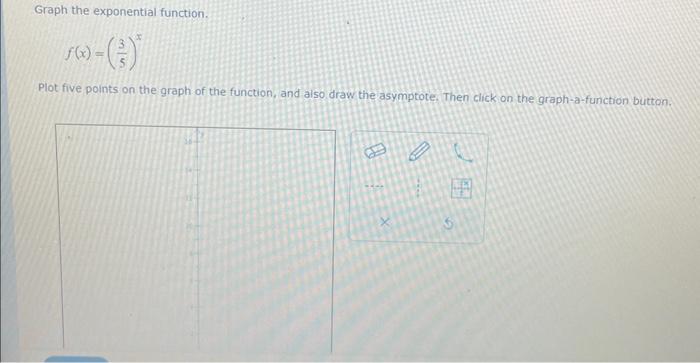 Solved Graph the exponential function. f(x)=(53)x Plot five | Chegg.com