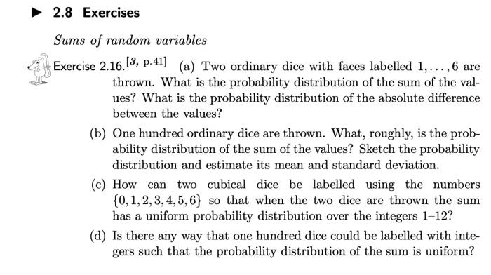 Solved Sums of random variables Exercise 2.16. [3, p.41] | Chegg.com