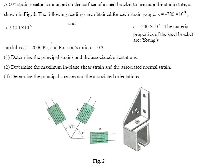 Solved A 60\deg strain rosette is mounted on the surface of | Chegg.com