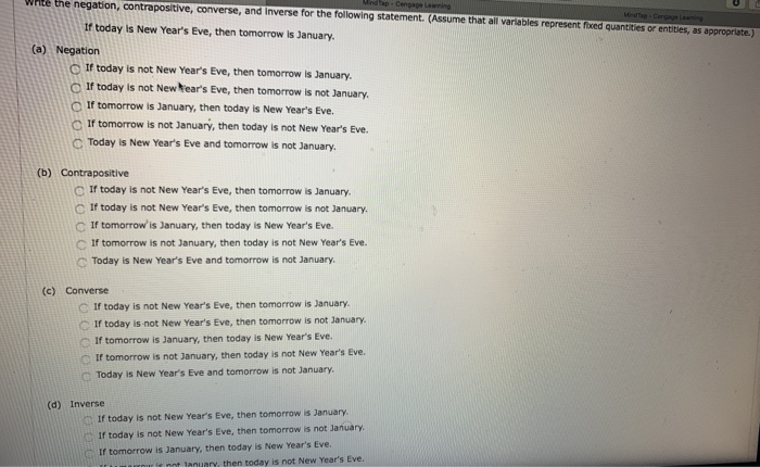 Solved write the negation, contrapositive, converse, and | Chegg.com