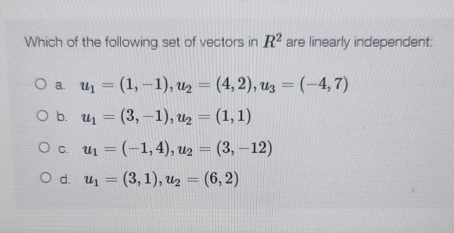 Solved Which of the following set of vectors in R2 are | Chegg.com