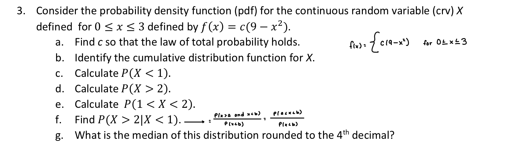 Consider the probability density function ( pdf ) | Chegg.com