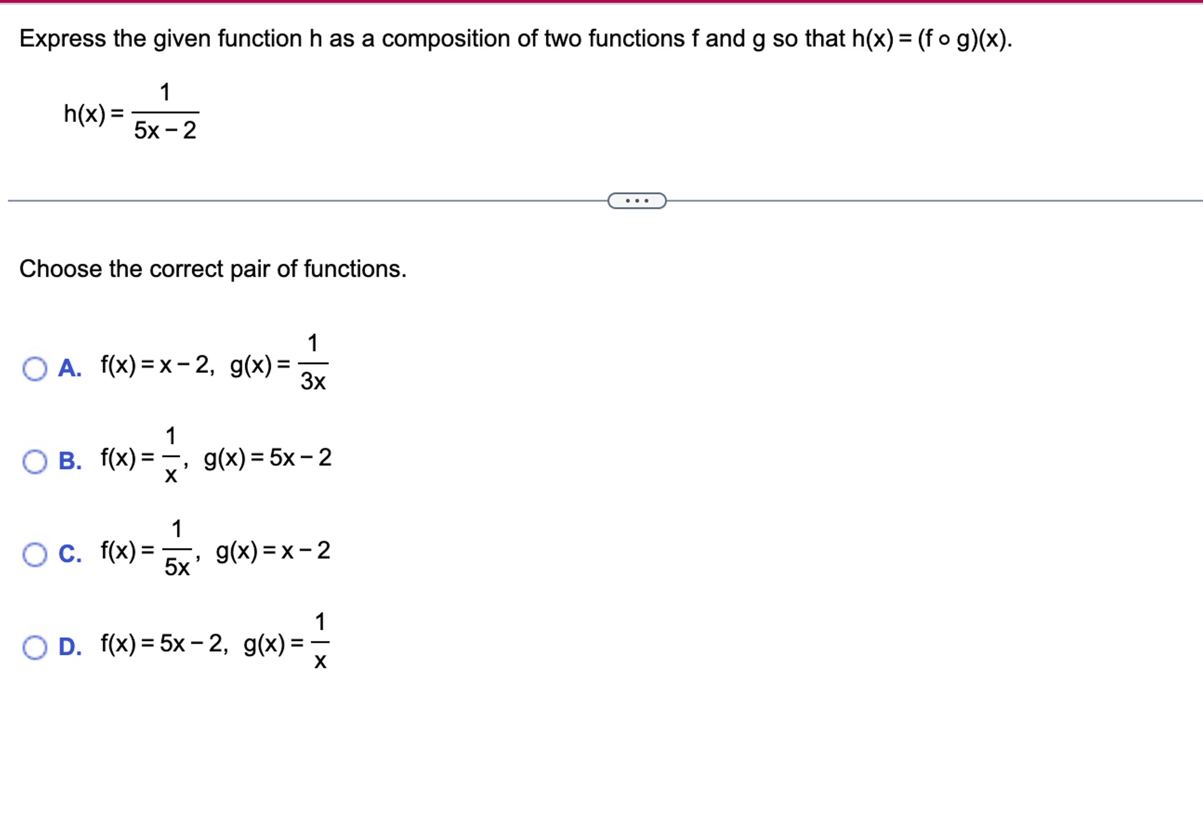 Solved Express the given function h ﻿as a composition of two | Chegg.com