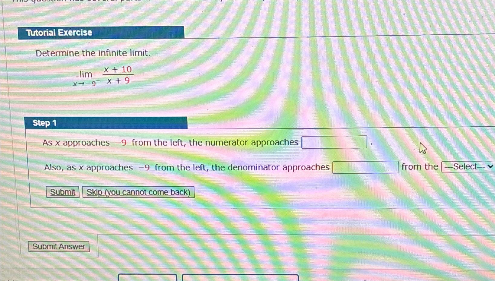 Solved Tutorial ExerciseDetermine the infinite | Chegg.com