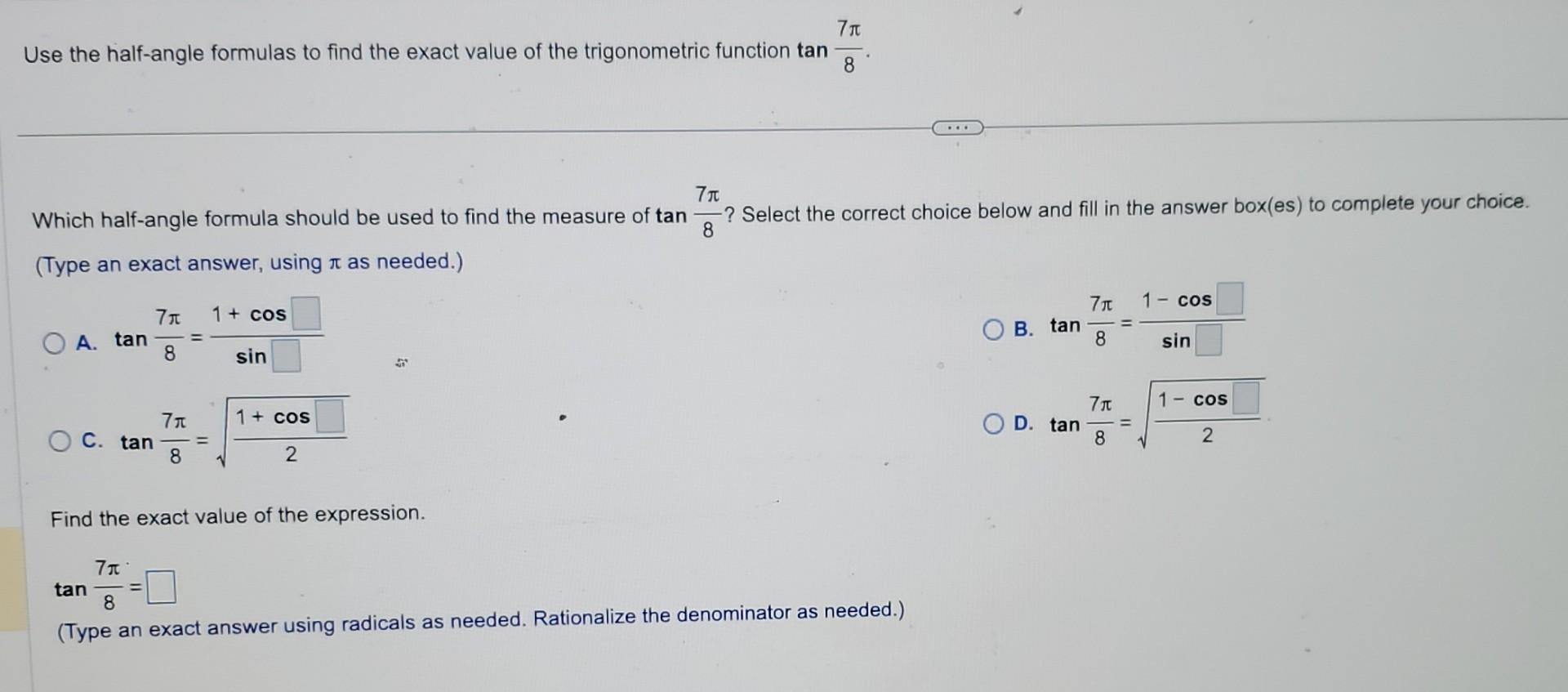 Solved Use the half-angle formulas to find the exact value | Chegg.com