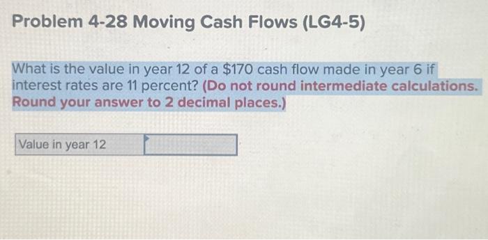 Solved Problem 4-28 Moving Cash Flows (LG4-5) What is the | Chegg.com